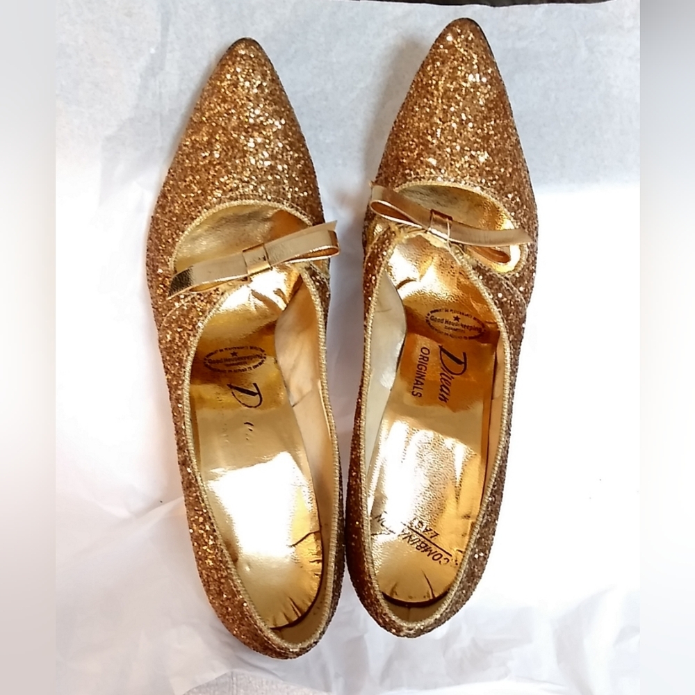 Rare Vintage Gold Glitter High Heels By "Combination … - Gem